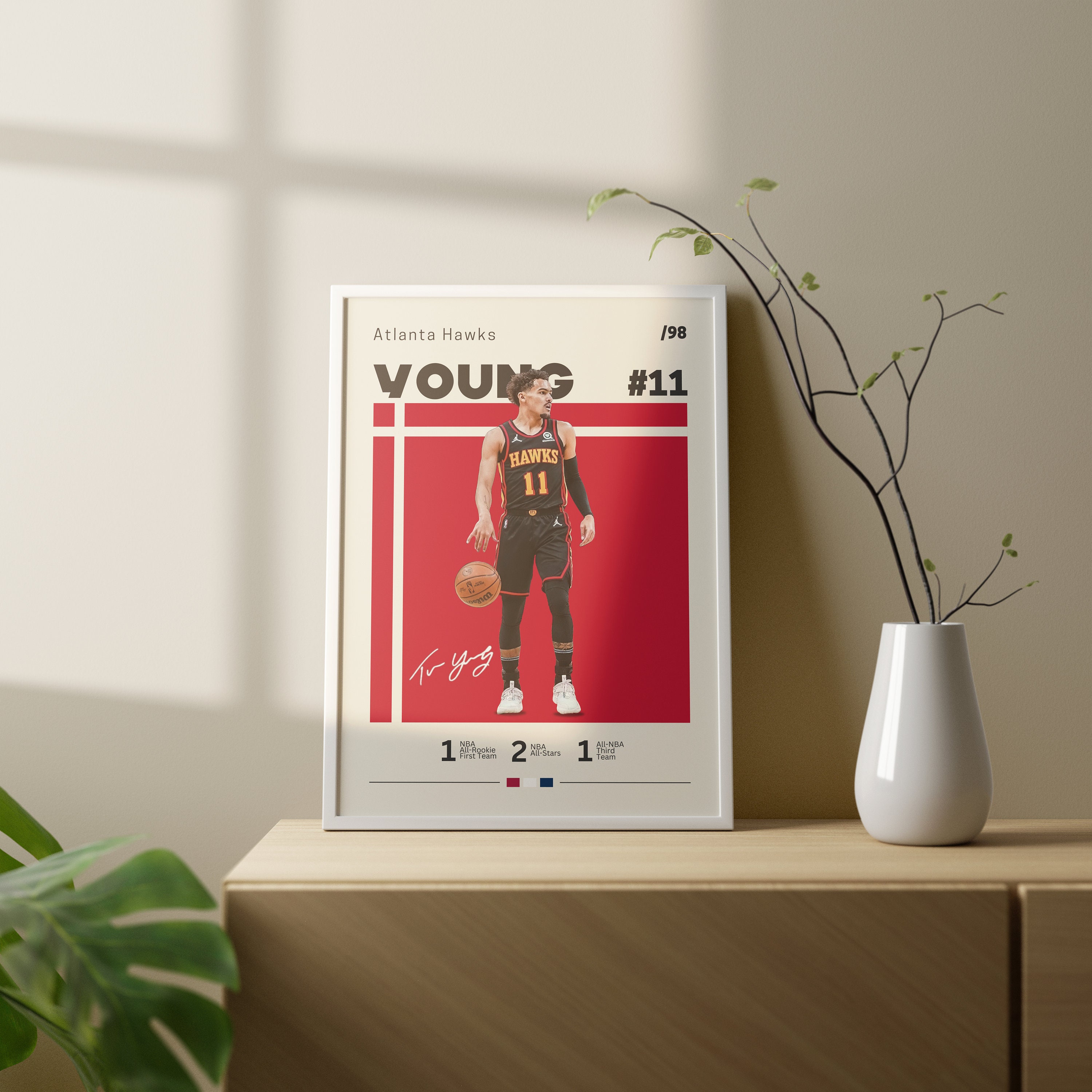 Trae Young Poster, Atlanta Hawks Basketball Print, Basketball Poster ...