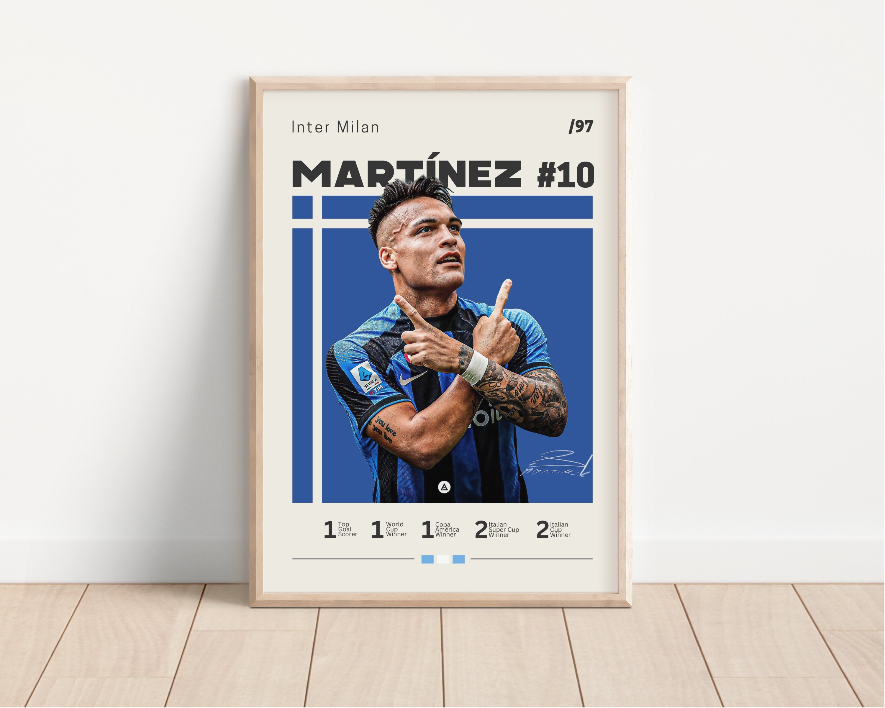 Lautaro Martínez Poster, Inter Milan Football Print, Football Poster ...