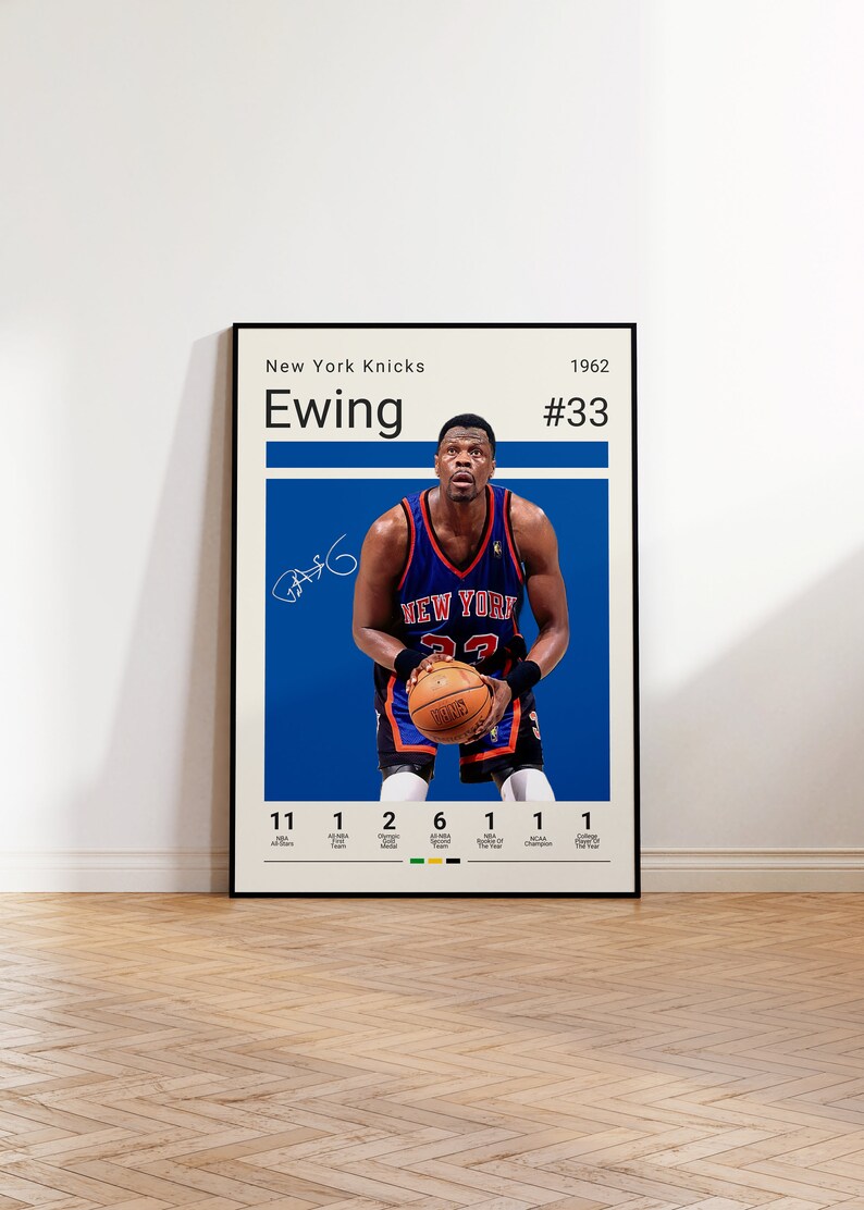 Patrick Ewing Poster, New York Knicks Poster, Basketball Print ...