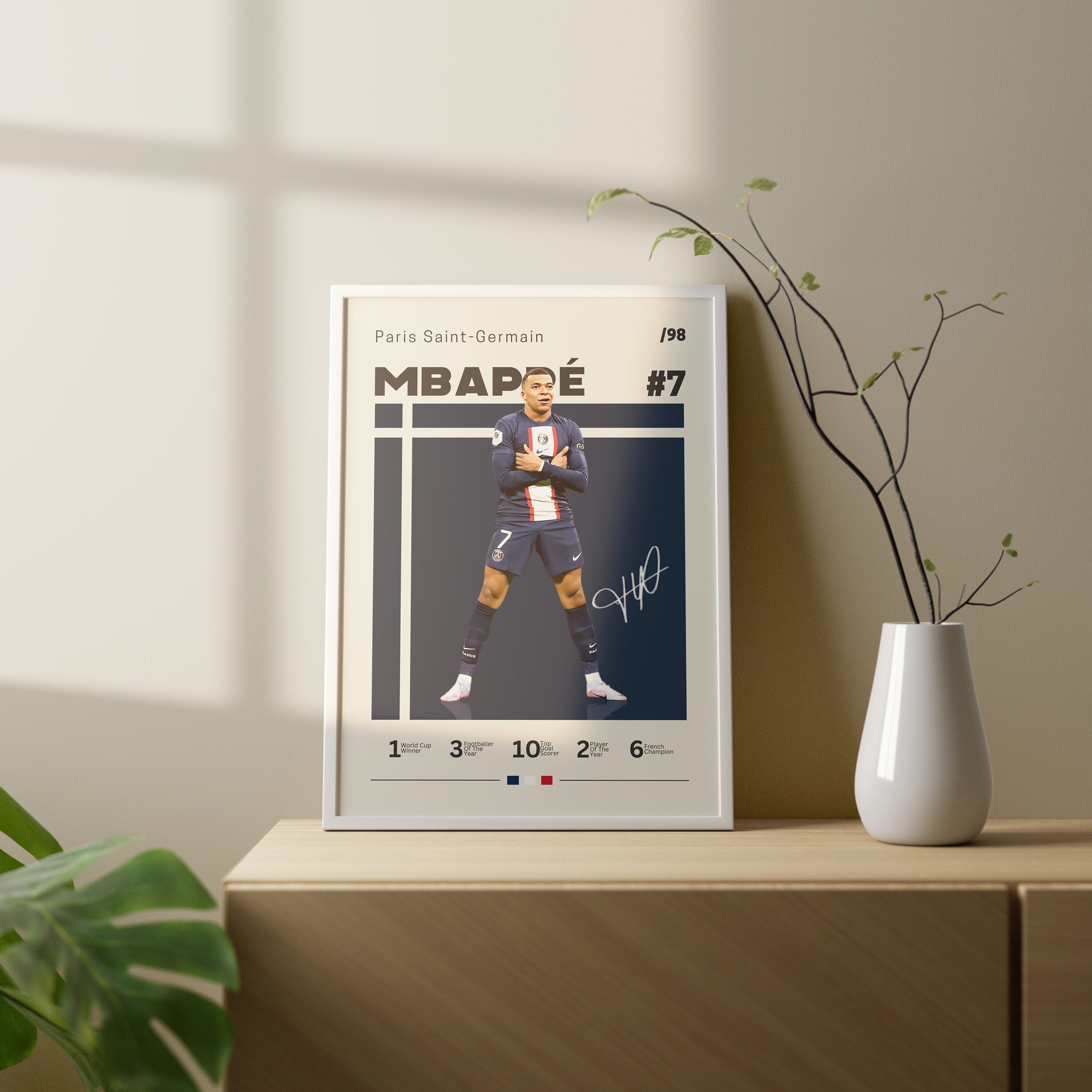 Kylian Mbappe Poster, Paris Saint Germain Football Print, Football ...