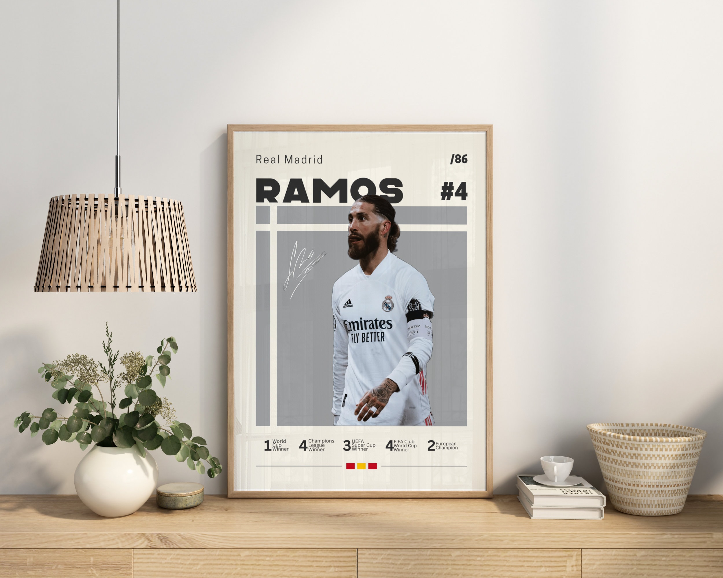Sergio Ramos Poster, Real Madrid Football Print, Football Poster ...