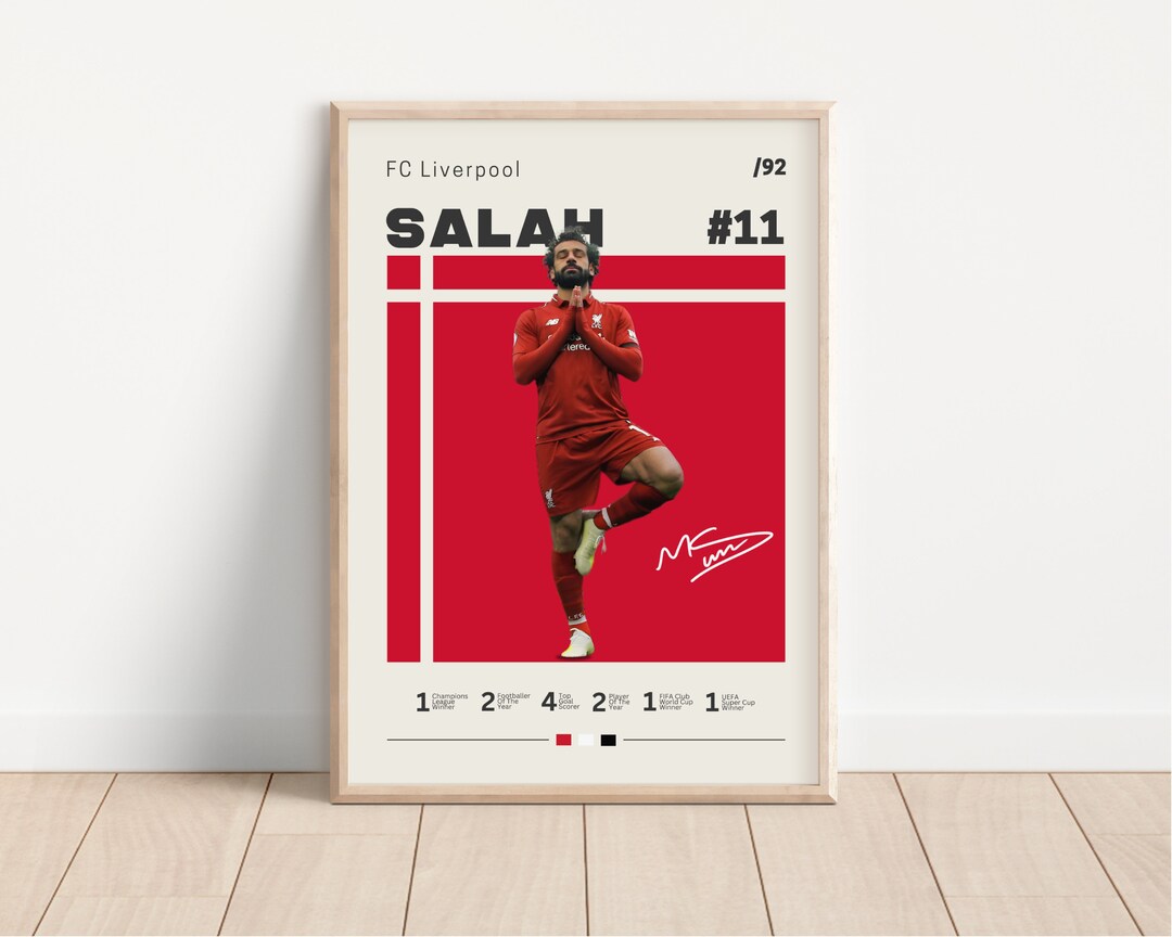 Mohamed Salah Poster, FC Liverpool Football Print, Football Poster ...