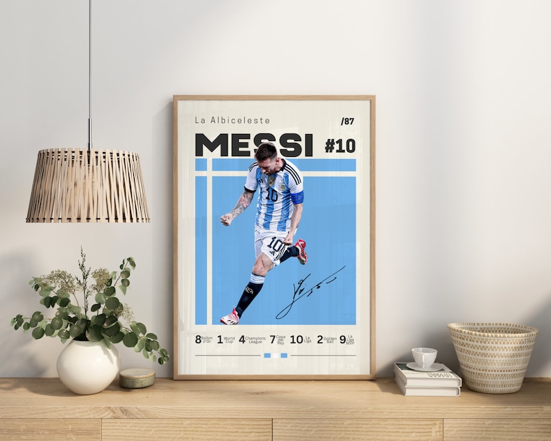 Lionel Messi Poster, Argentina Football Print, Football Poster, Soccer ...