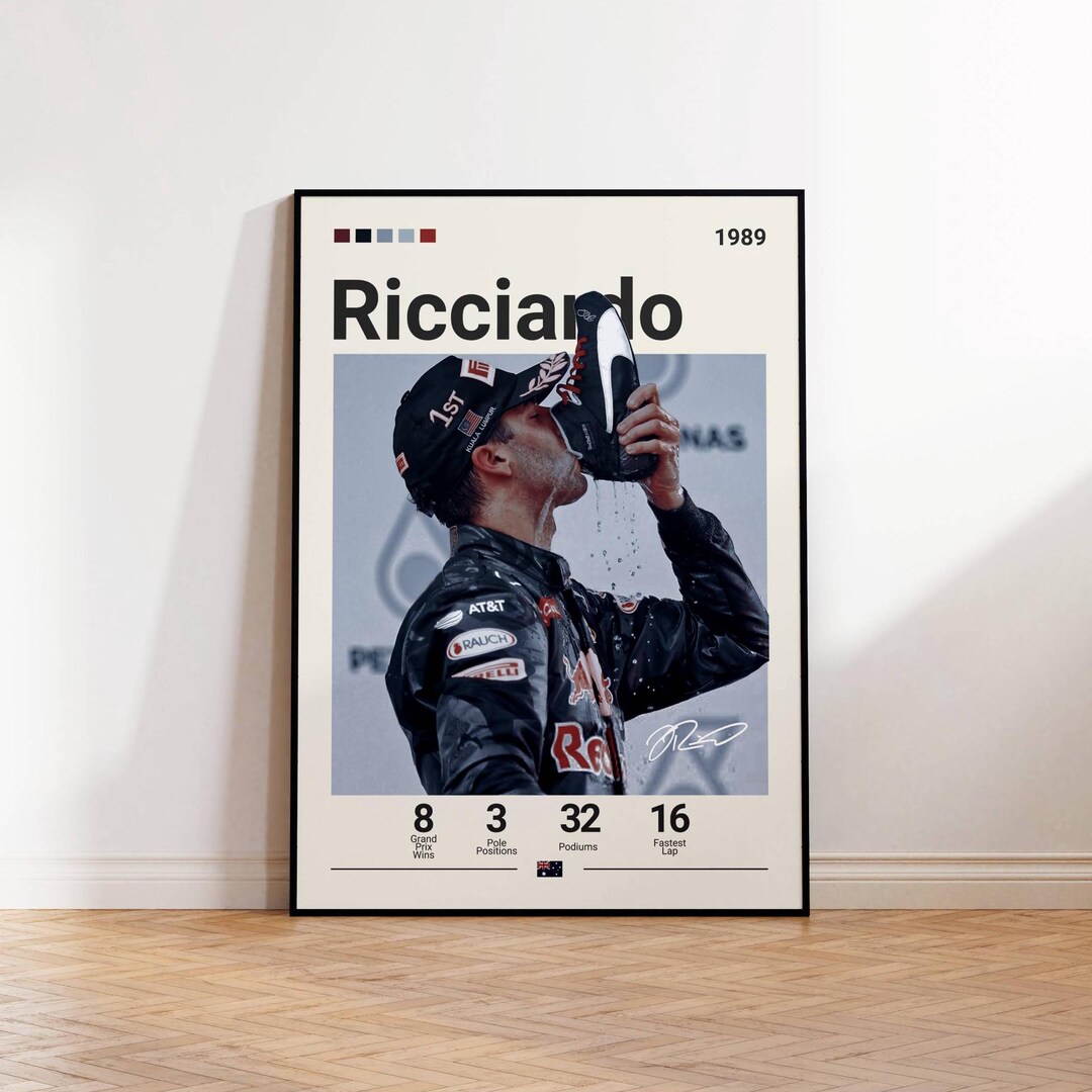 Daniel Ricciardo Poster, Red Bull F1 Poster, Formula 1 Wall Art, F1 ...
