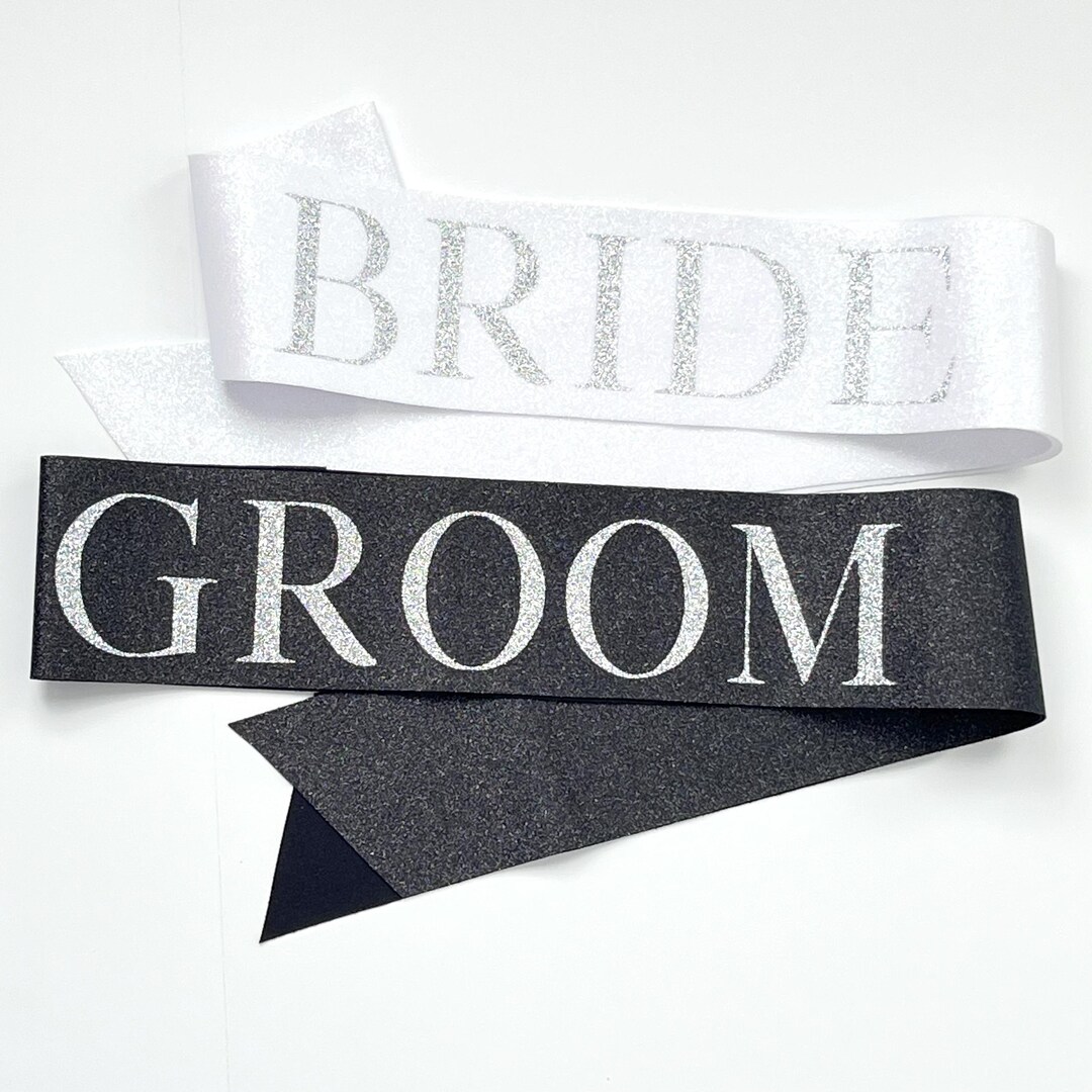 Bride and Groom Glitter Sashes – Bachelorette Wedding Party Set - Etsy