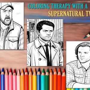 Supernatural Coloring Pages - Sam, Dean, Castiel, Crowley, Rowena ...