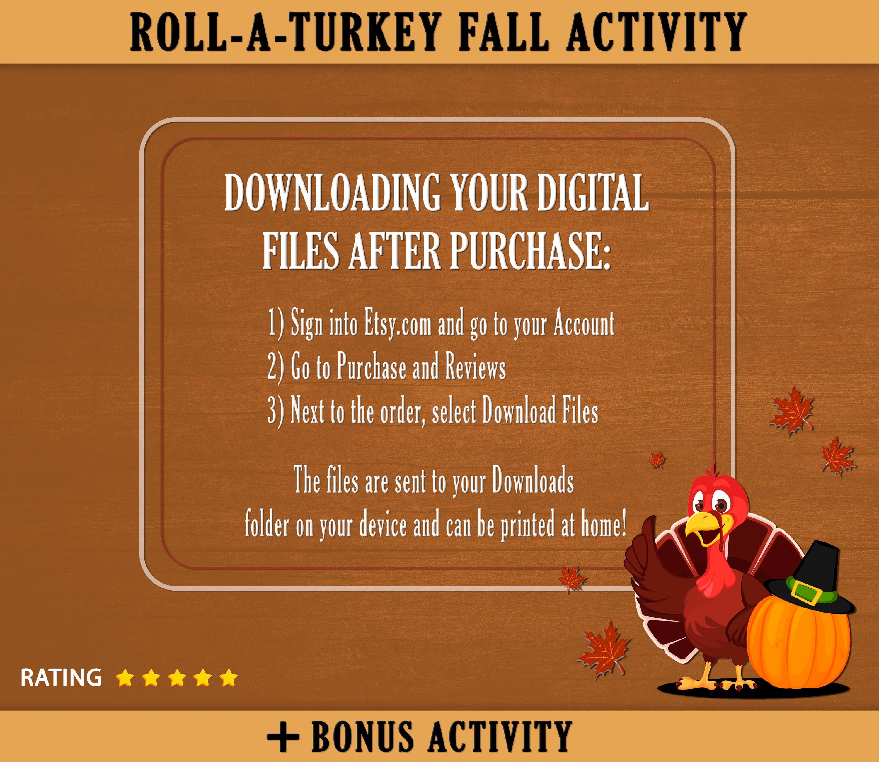 Roll-a-turkey Fall Activity Kids Activity Thanksgiving Activity ...