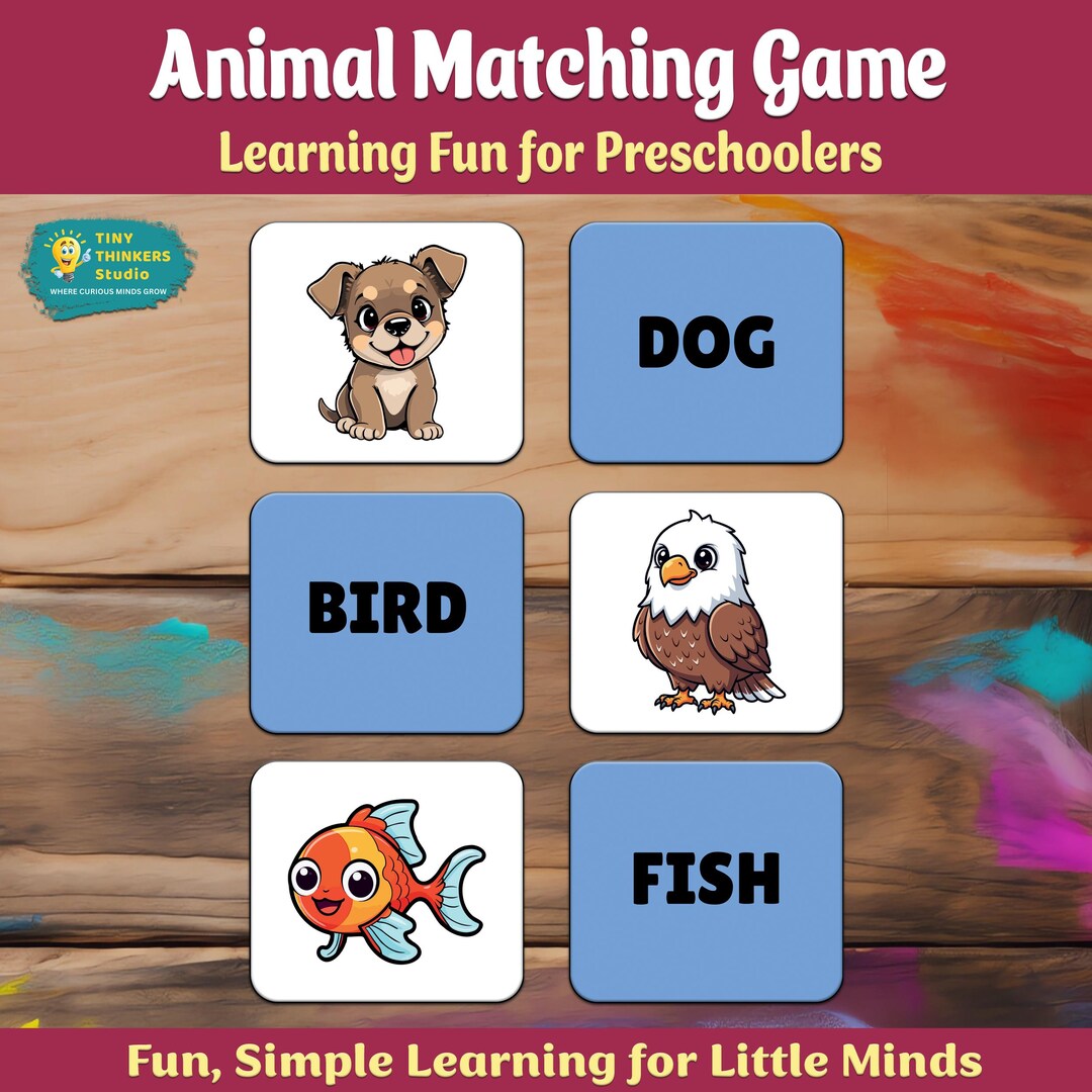 Animal Matching Game Printable – Tiny Thinkers Fun Preschool Vocabulary ...