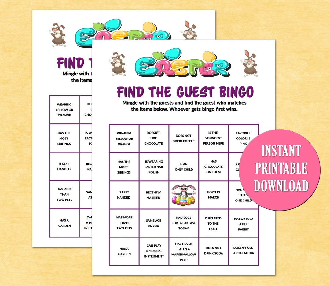 Easter Find the Guest Bingo - Etsy