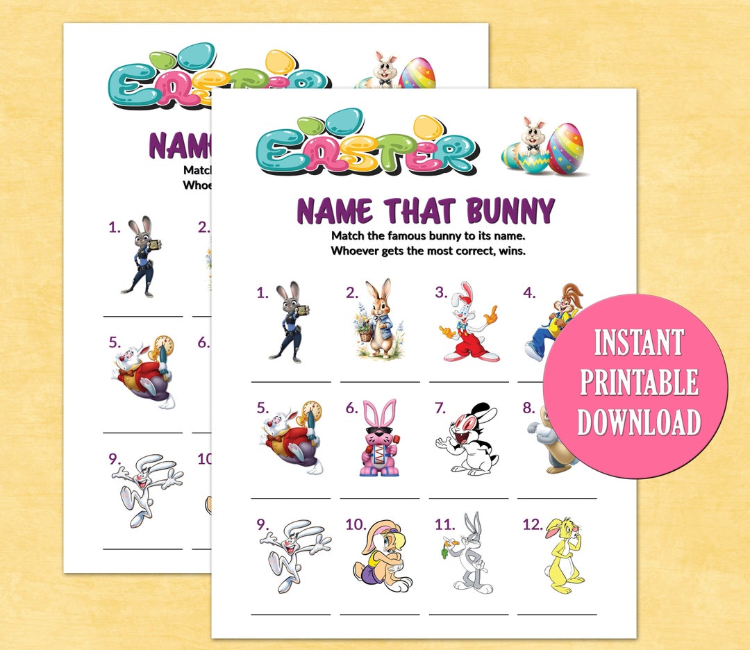 Name That Bunny | Easter Game | Easter Activity | Printable Easter Game ...