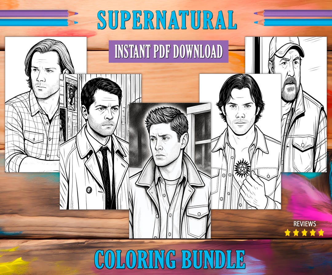Supernatural Coloring Pages - Sam, Dean, Castiel, Crowley, Rowena ...