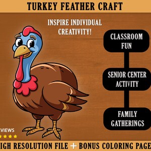 Turkey Feather Craft Thanksgiving Activity Kids Craft Senior Activity ...