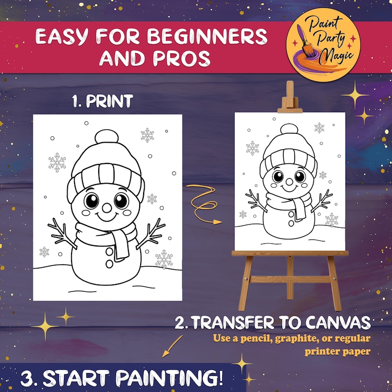 Snowman DIY Paint Party Tracer Printable Download – Winter Holiday ...
