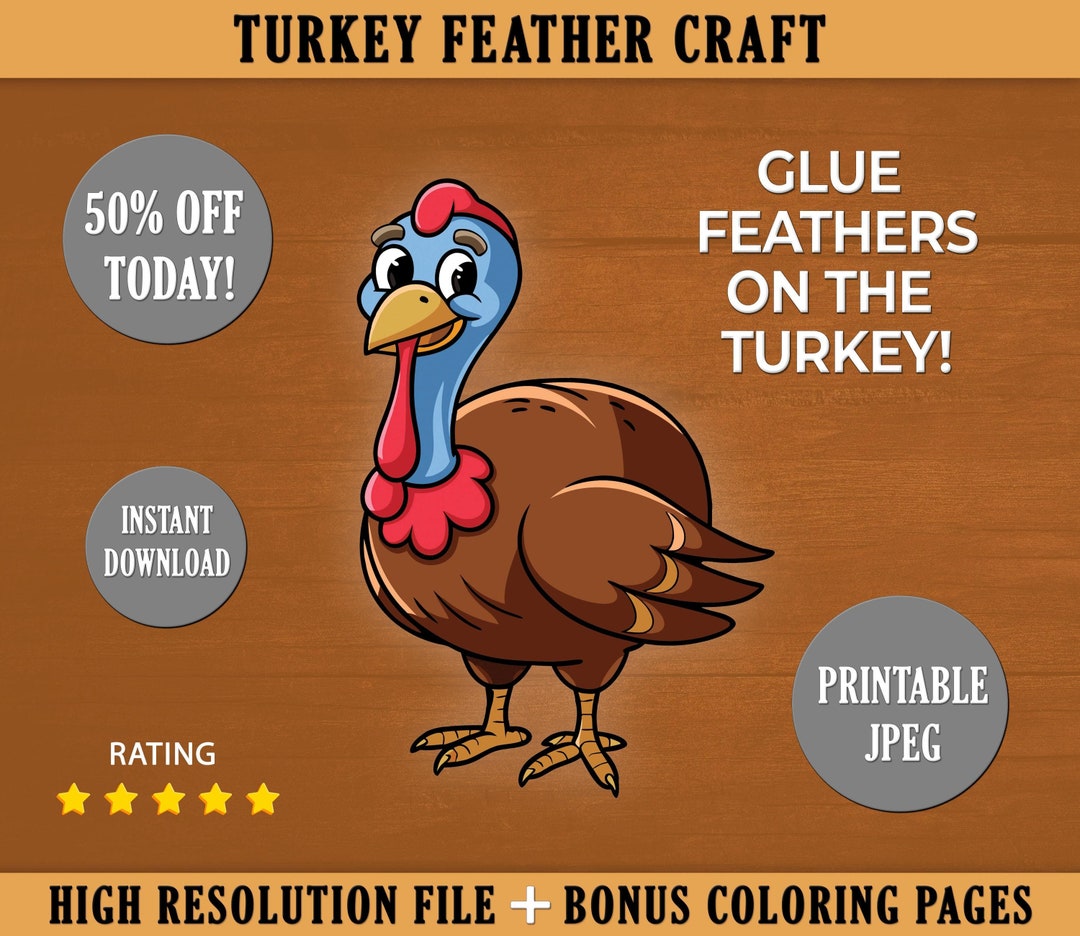 Turkey Feather Craft Thanksgiving Activity Kids Craft Senior Activity ...