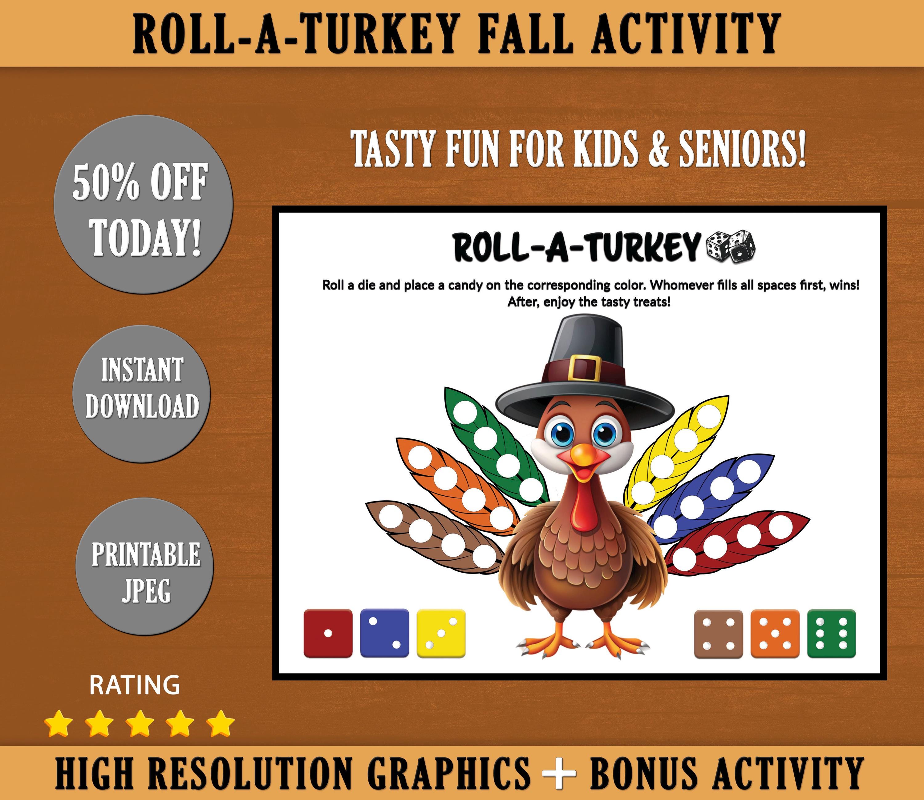 Roll-a-turkey Fall Activity Kids Activity Thanksgiving Activity ...