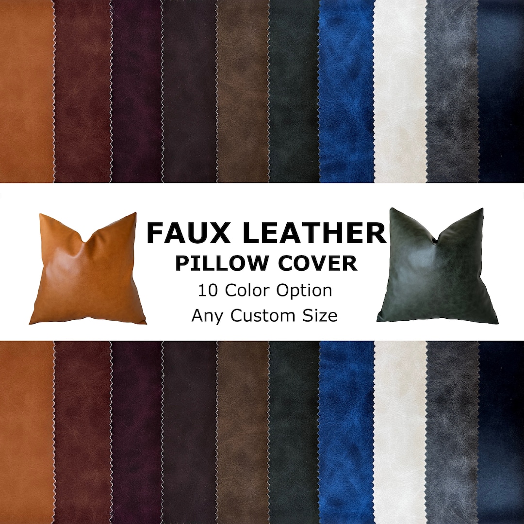 Any Size Faux Leather Pillow Cover, Any Color Elegant Leather Pillow ...