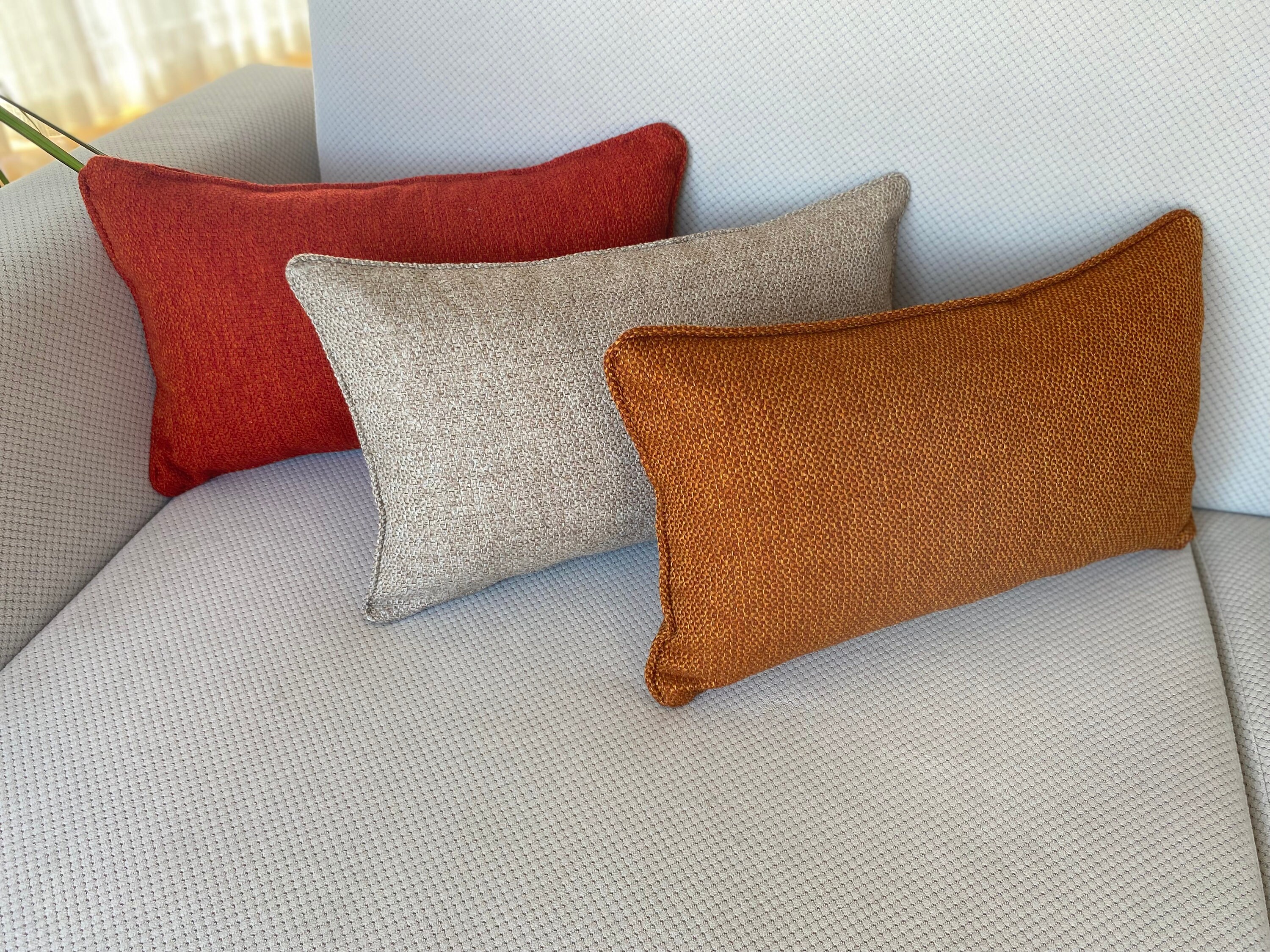 Lumbar Texture Throw Pillow Cover, Rectangle Cushion With Piping ...