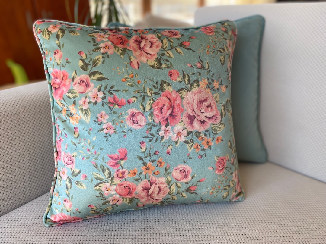 Floral Velvet Pillow Case, Flower Pattern Velvet Cushion Case, French ...