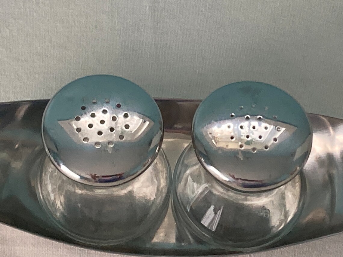 Mid-century Modern WMF Cromargan Glass Salt and Pepper Shakers With ...