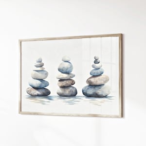 Zen Wall Art, Three Balancing Stones, Spa Wall Art, Beach Rock Painting ...