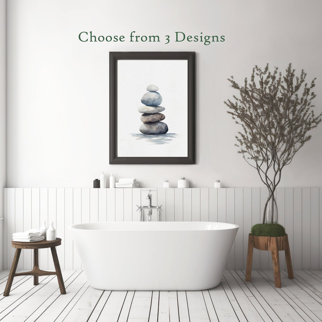 Balancing Stones Print: Zen Spa Wall Art, Beach Rock Painting - Etsy