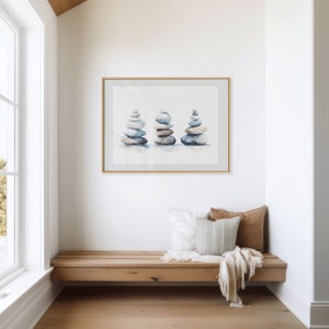 Zen Wall Art, Three Balancing Stones, Spa Wall Art, Beach Rock Painting ...