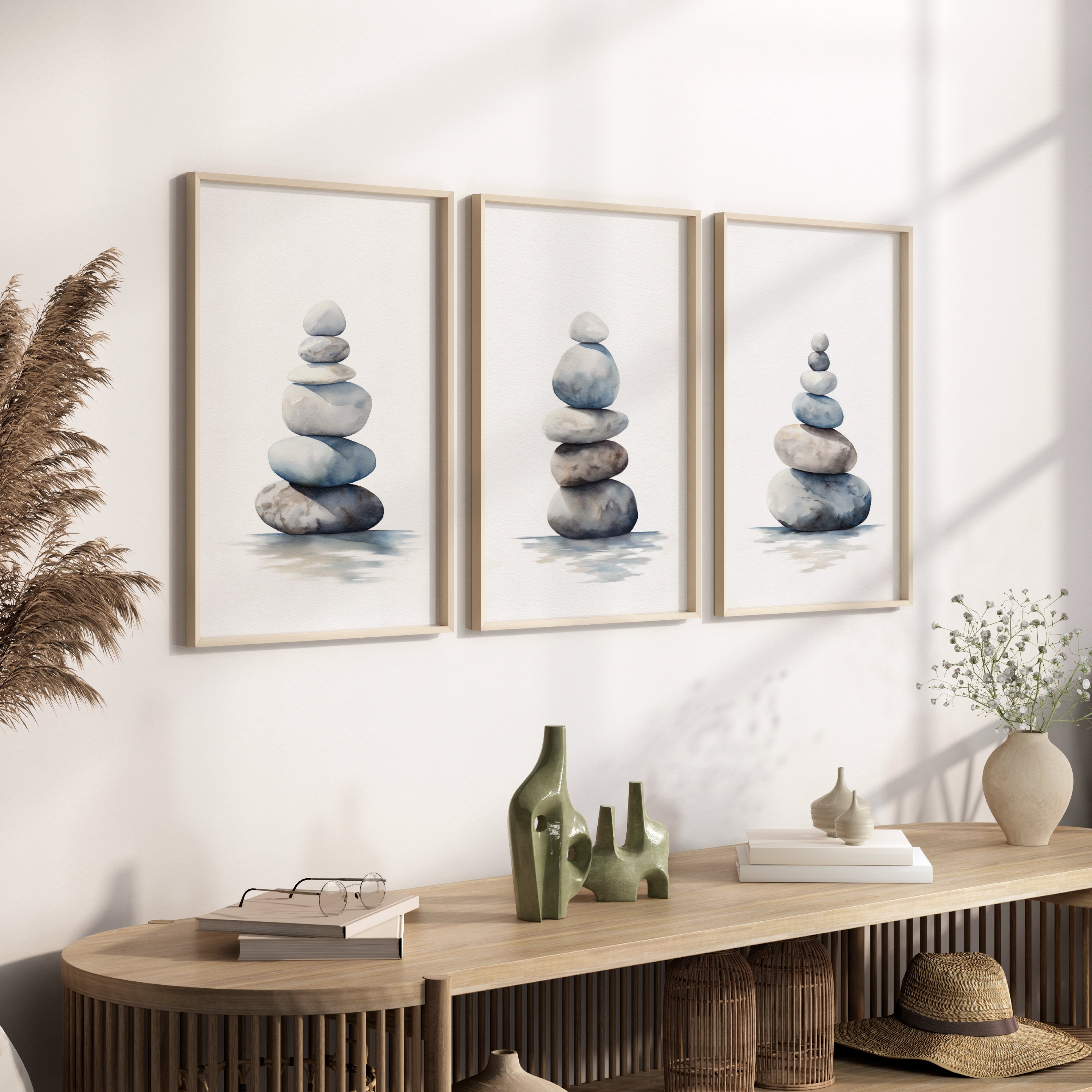 Zen Wall Art Set of Three Balancing Stones Spa Wall Art - Etsy