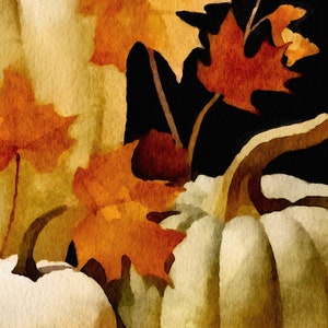 Dark Fall Decor Pumpkin Print, Pumpkin Watercolor Painting, Fall ...