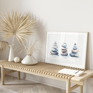 Zen Wall Art, Three Balancing Stones, Spa Wall Art, Beach Rock Painting ...