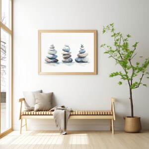 Zen Wall Art, Three Balancing Stones, Spa Wall Art, Beach Rock Painting ...