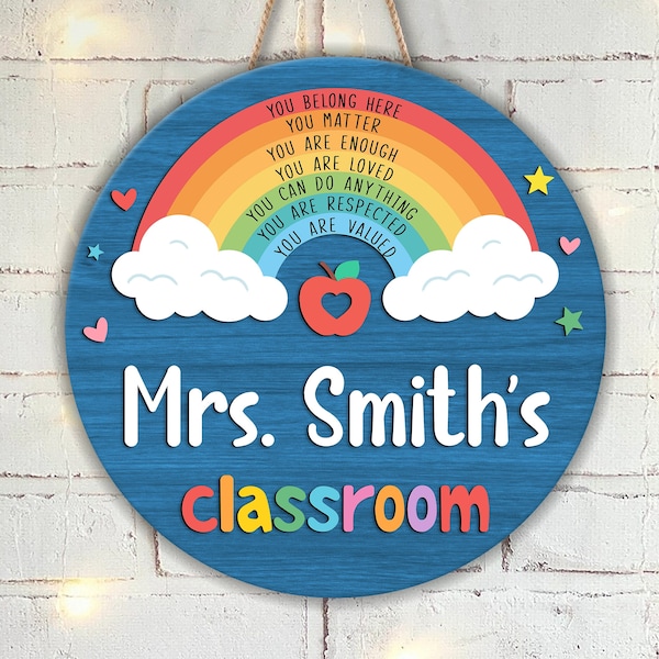 Rainbow Teacher Sign - Etsy