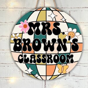 Disco Classroom Door Sign Groovy Teacher Door Hanger Back to - Etsy