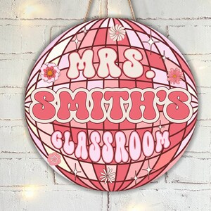 Disco Classroom Door Sign Groovy Teacher Door Hanger Back to - Etsy