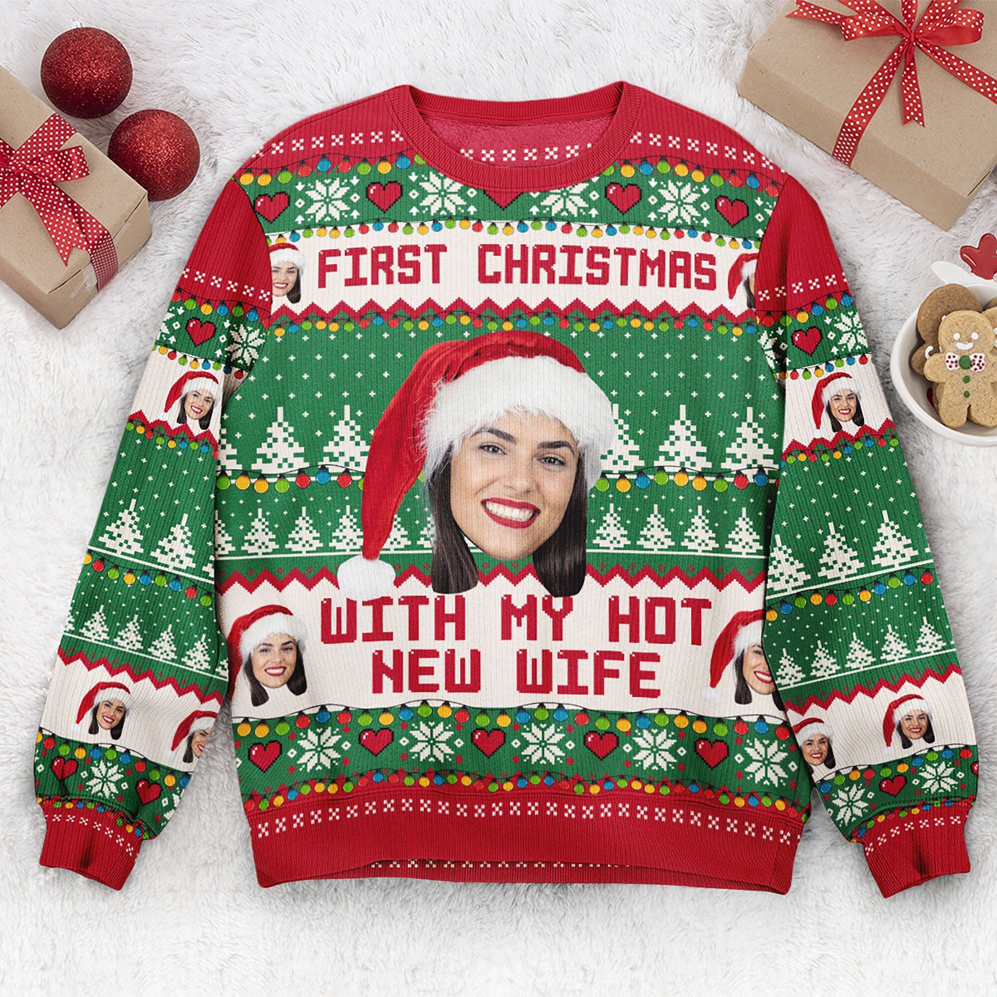 Personalized Face Love Couple Ugly Christmas Sweater sold by ...