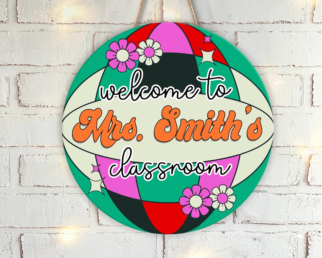 Disco Classroom Door Sign Groovy Teacher Door Hanger Back to - Etsy