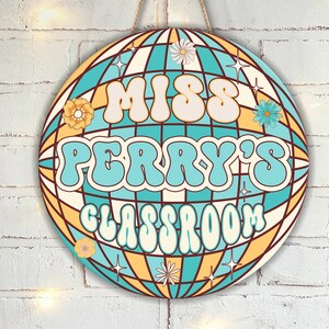 Disco Classroom Door Sign Groovy Teacher Door Hanger Back to - Etsy