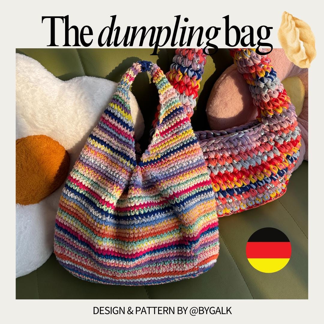 German the Dumpling Bag + Videotutorial Link, Handtasche Häkeln ...