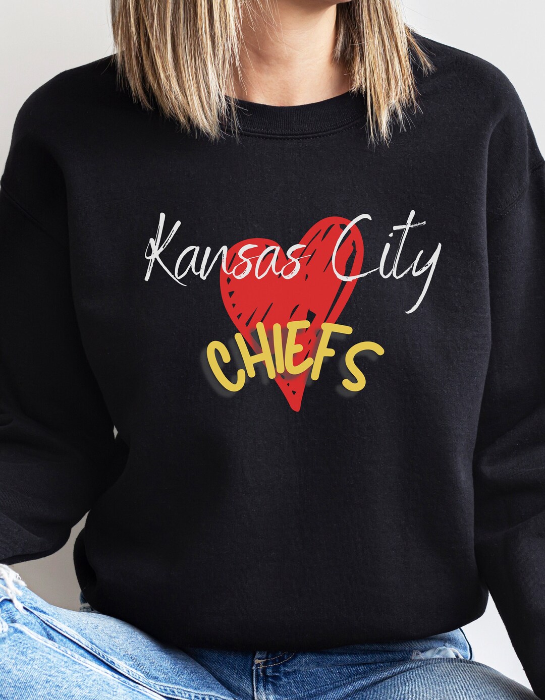 Kansas City Chiefs Heart Sweatshirt, KC Chiefs, KC Loves Chiefs, KC ...