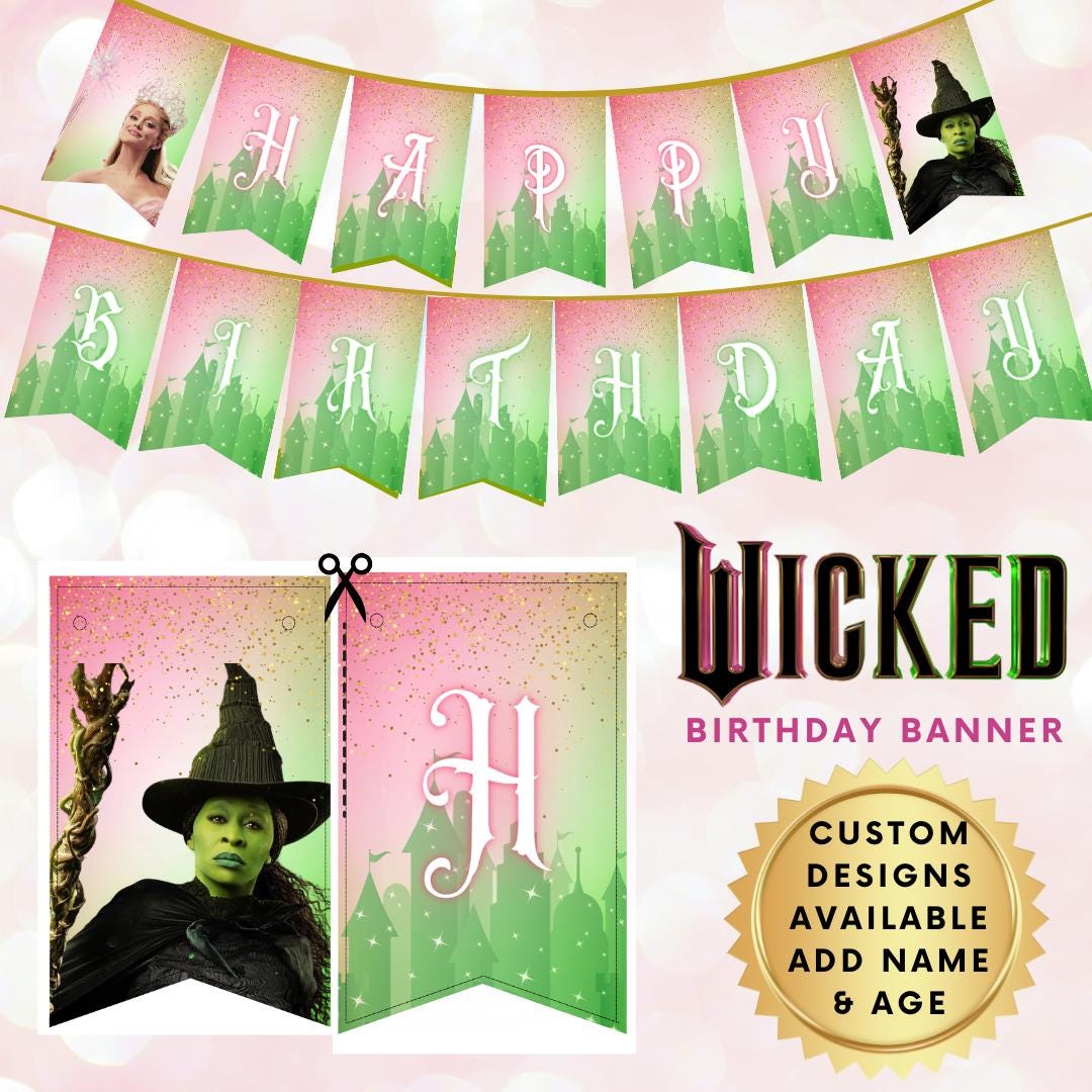 Wicked Themed Printable Birthday Banner Garland Bunting | Instant ...