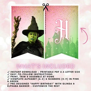 Personalized Wicked Themed Printable Birthday Banner Garland Bunting ...