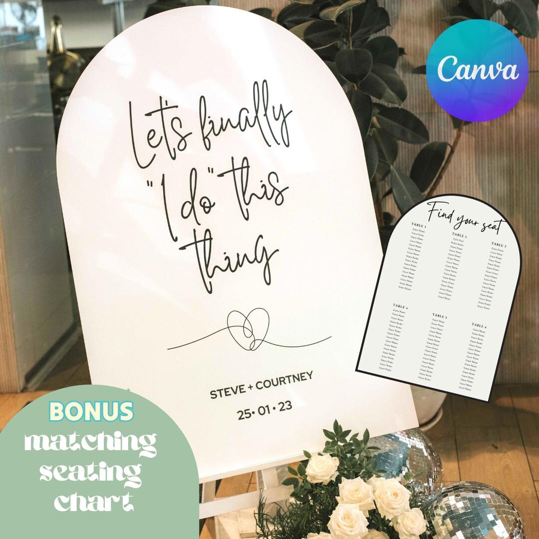Arched Wedding Welcome Sign Template | Minimal & Modern Wedding Sign ...