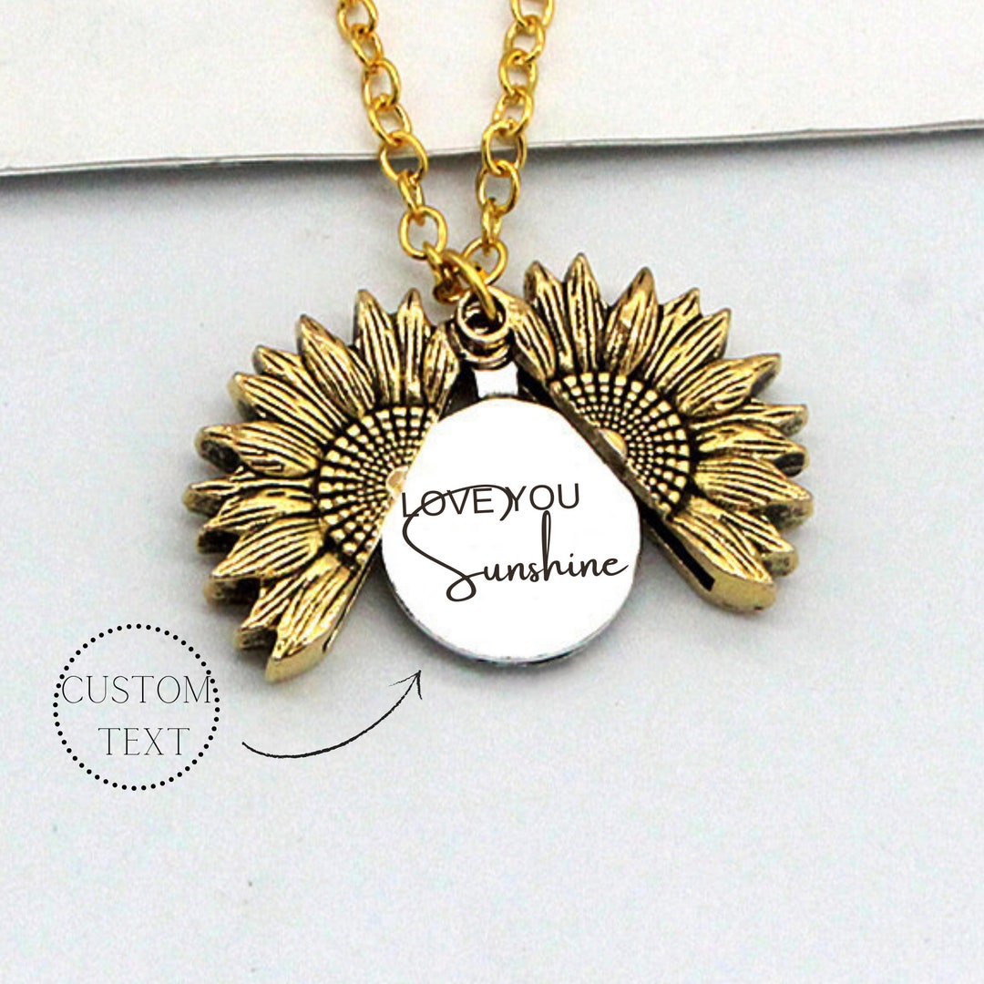 Custom Openable Custom Engraving Sunflower Necklace Gift for Wife Gift ...