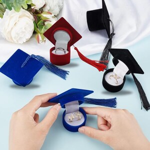 Graduation Cap Ring Box Mortarboard Jewelry Storage Case Display Gift ...