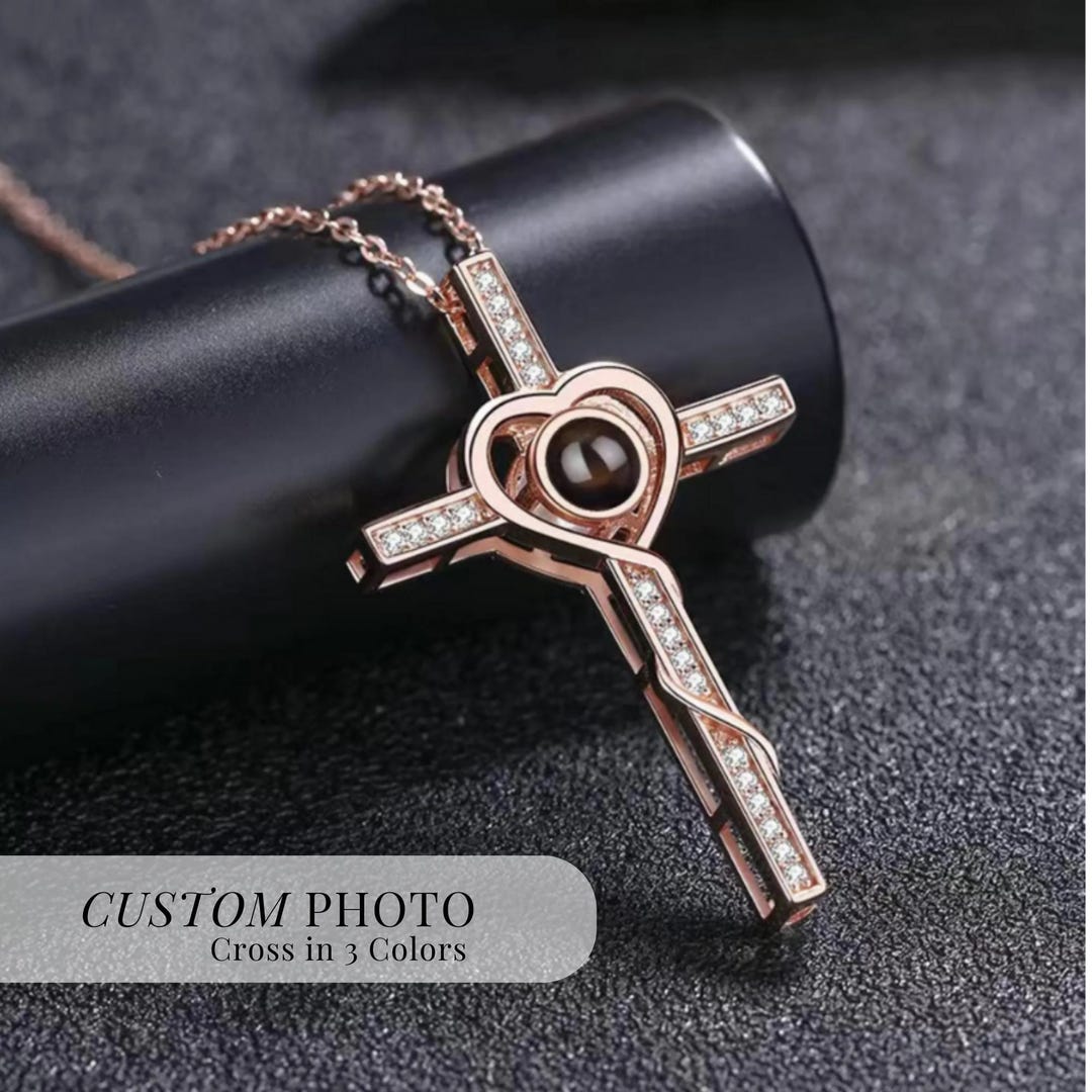 Cross Projection Necklace for Woman Heart Zirconia Hope Pendant for Her ...