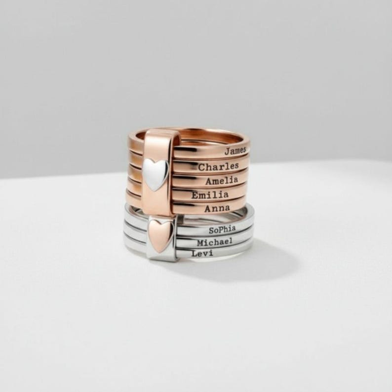 Personalized Name Stacking Ring for Mom Kids Name Ring for Mama ...