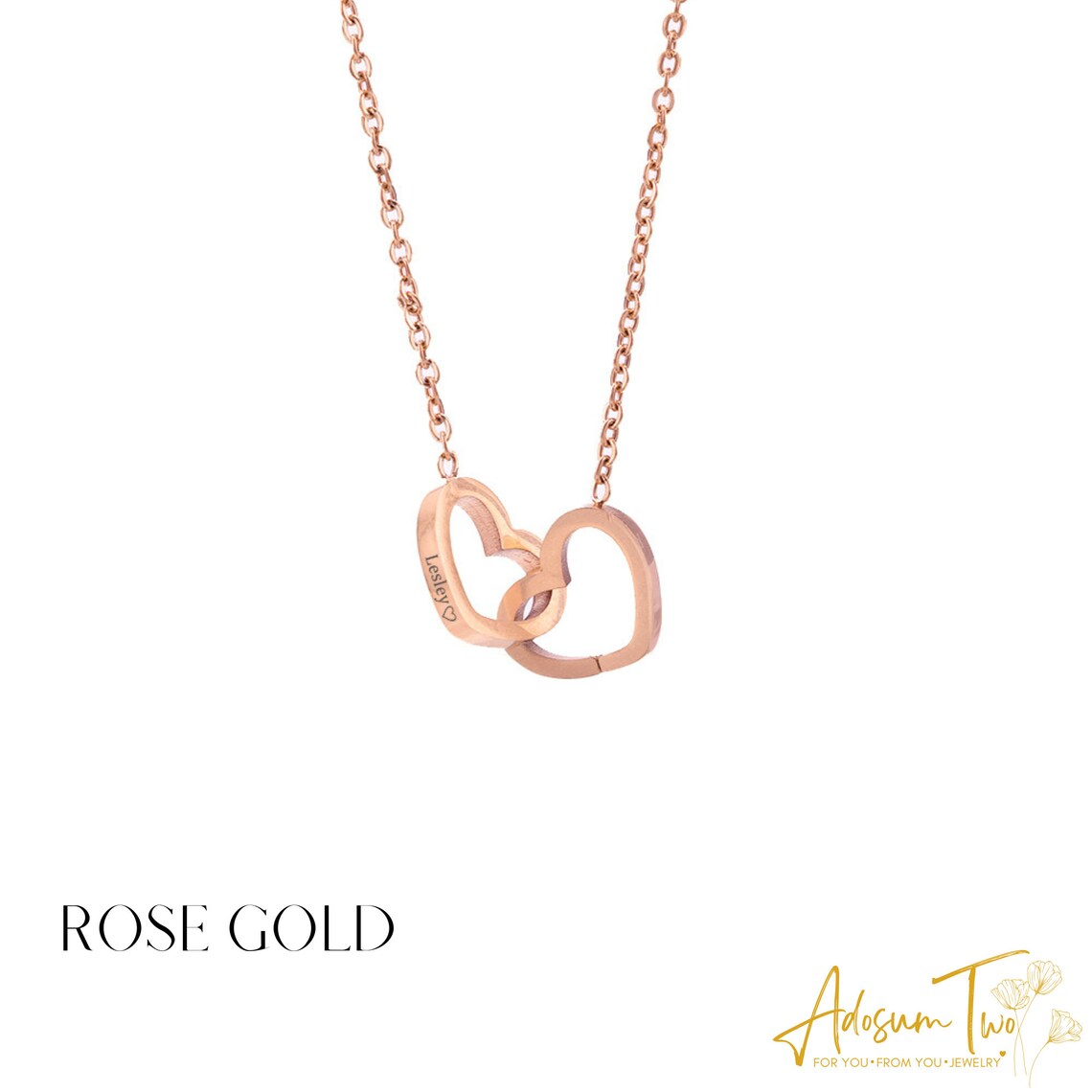 Custom Name Intertwined Double Heart Necklace, Personalized ...