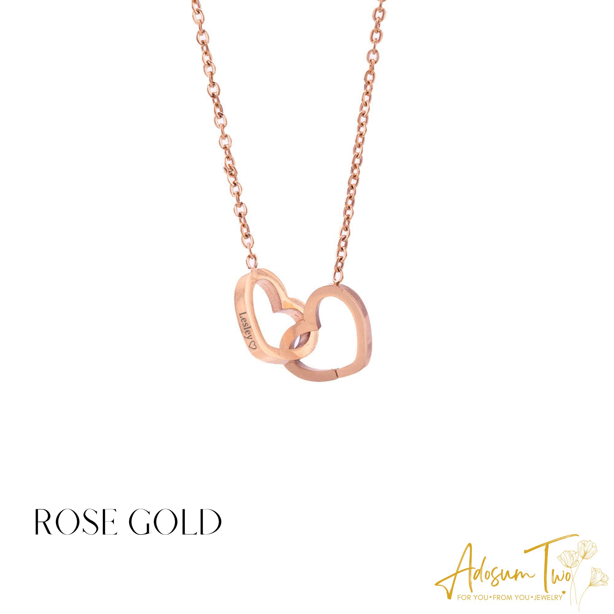 Custom Name Intertwined Double Heart Necklace, Personalized ...