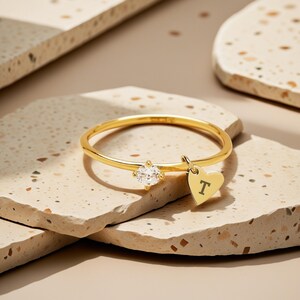 Personalized Godmother Heart Ring for Woman Dainty Custom Initial ...