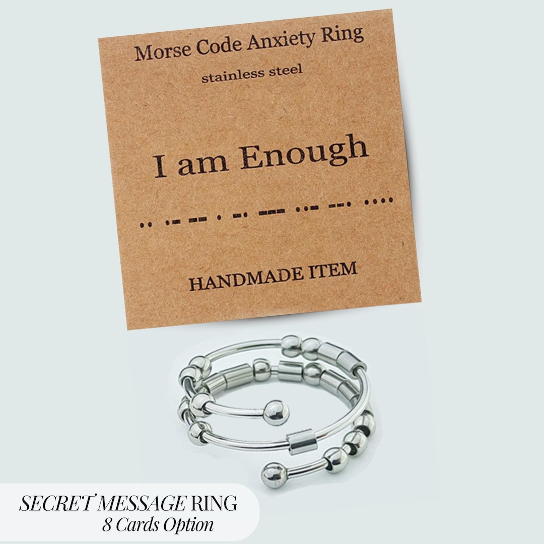 Custom Morse Code Ring Spinner for Woman Morse Code Fidget Men Ring ...