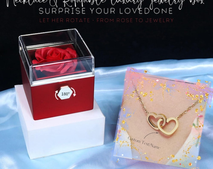 Personalized Heart Necklace With Real Preserved Rose Eternal Rose Box ...